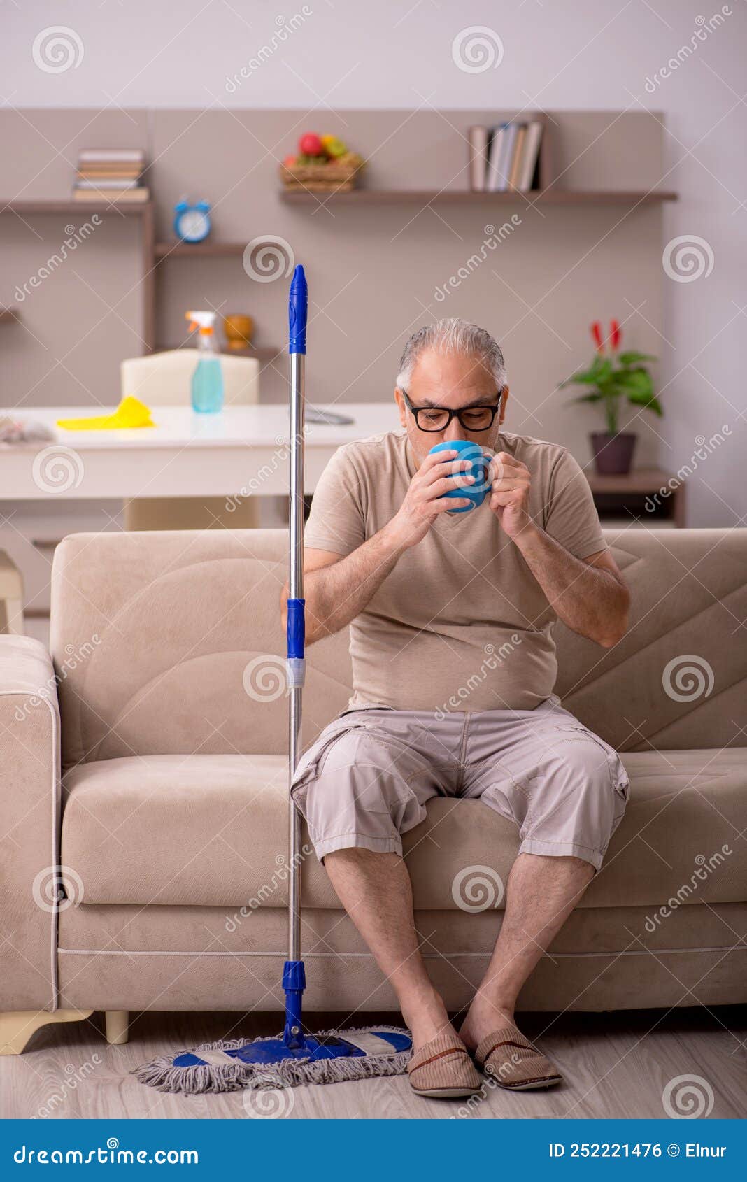 Old Man Doing Housework at Home Stock Photo - Image of divorced ...