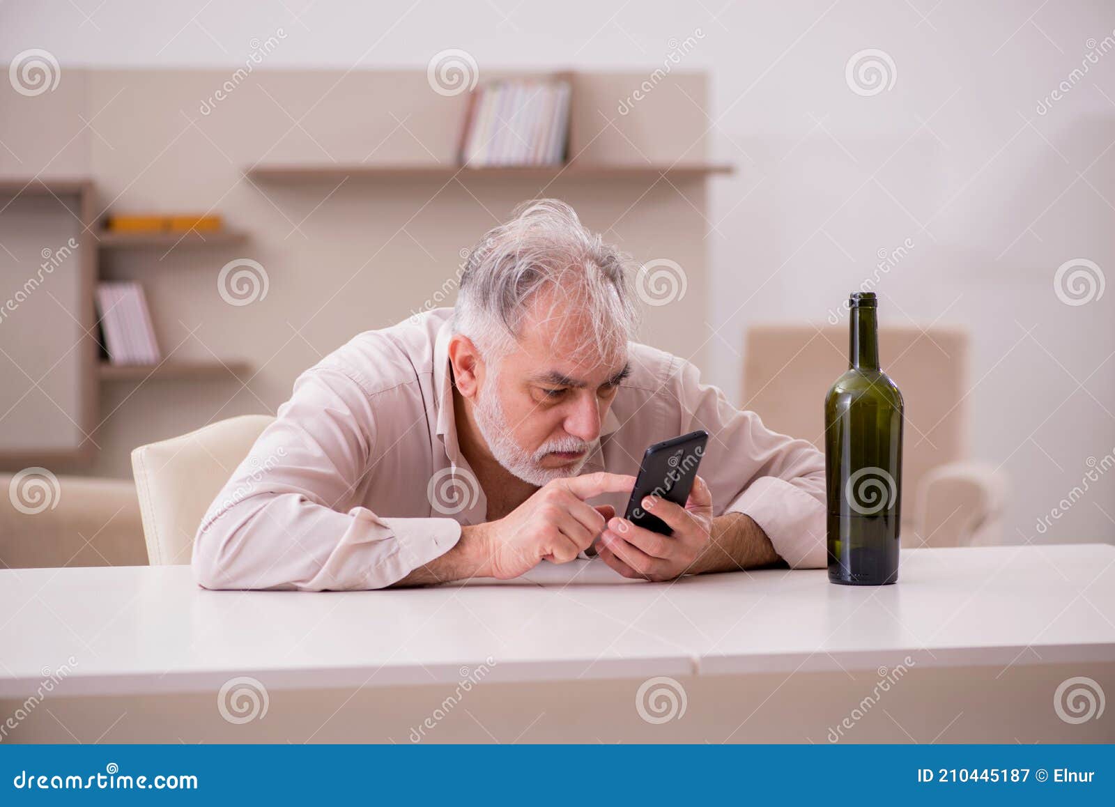 Old Man Drinking Alcohol at Home Stock Image - Image of drinking ...