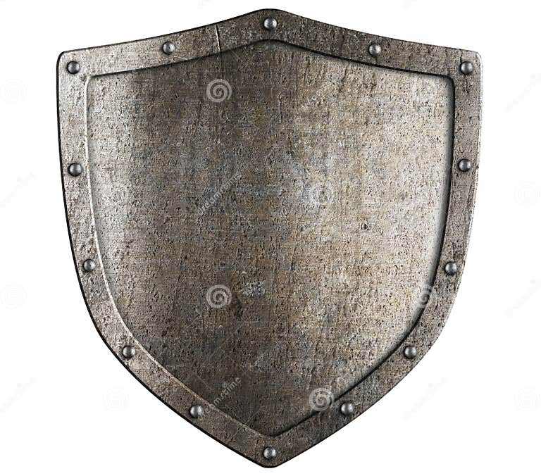 Aged Metal Shield Isolated on White Stock Photo - Image of safety, sign ...