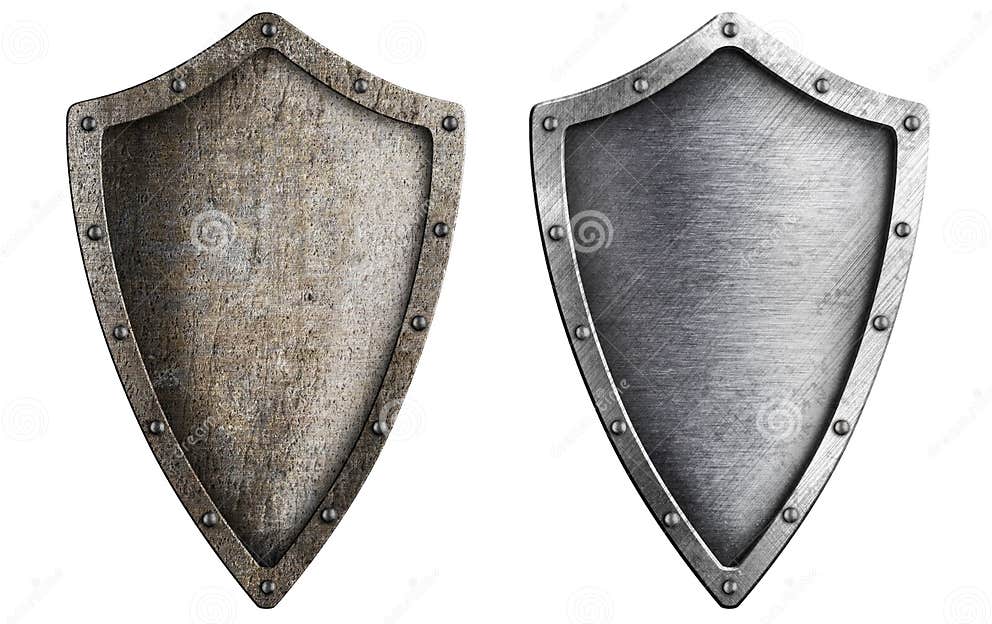 Aged Metal Shield Set Isolated Stock Image - Image of heraldic ...