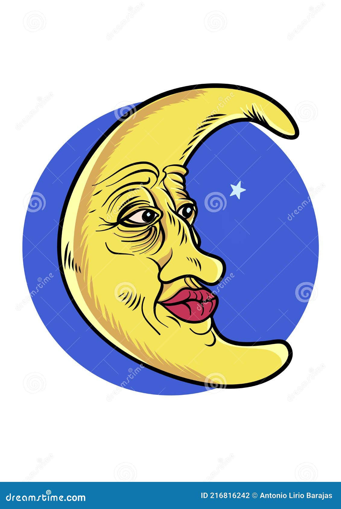 Aged Moon Character. Vector Illustration Stock Vector - Illustration of ...