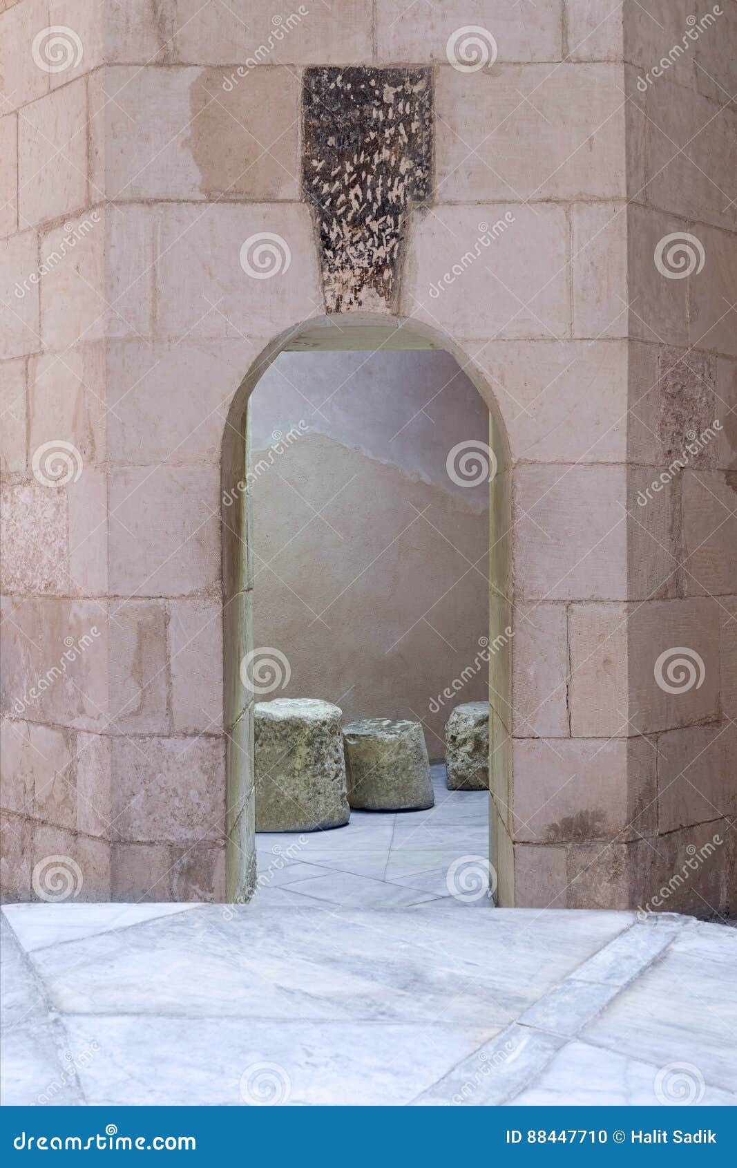 Aged Narrow Stone Vaulted Passage, Historical Traditional Hamam Inal ...