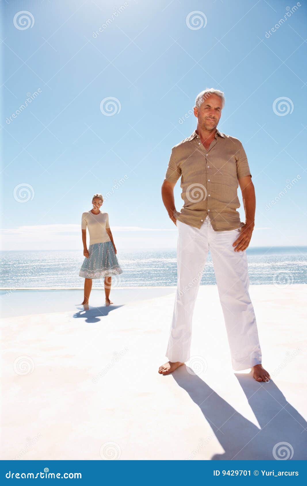 An Aged Old Couple Posing on the Beach Stock Image - Image of human ...