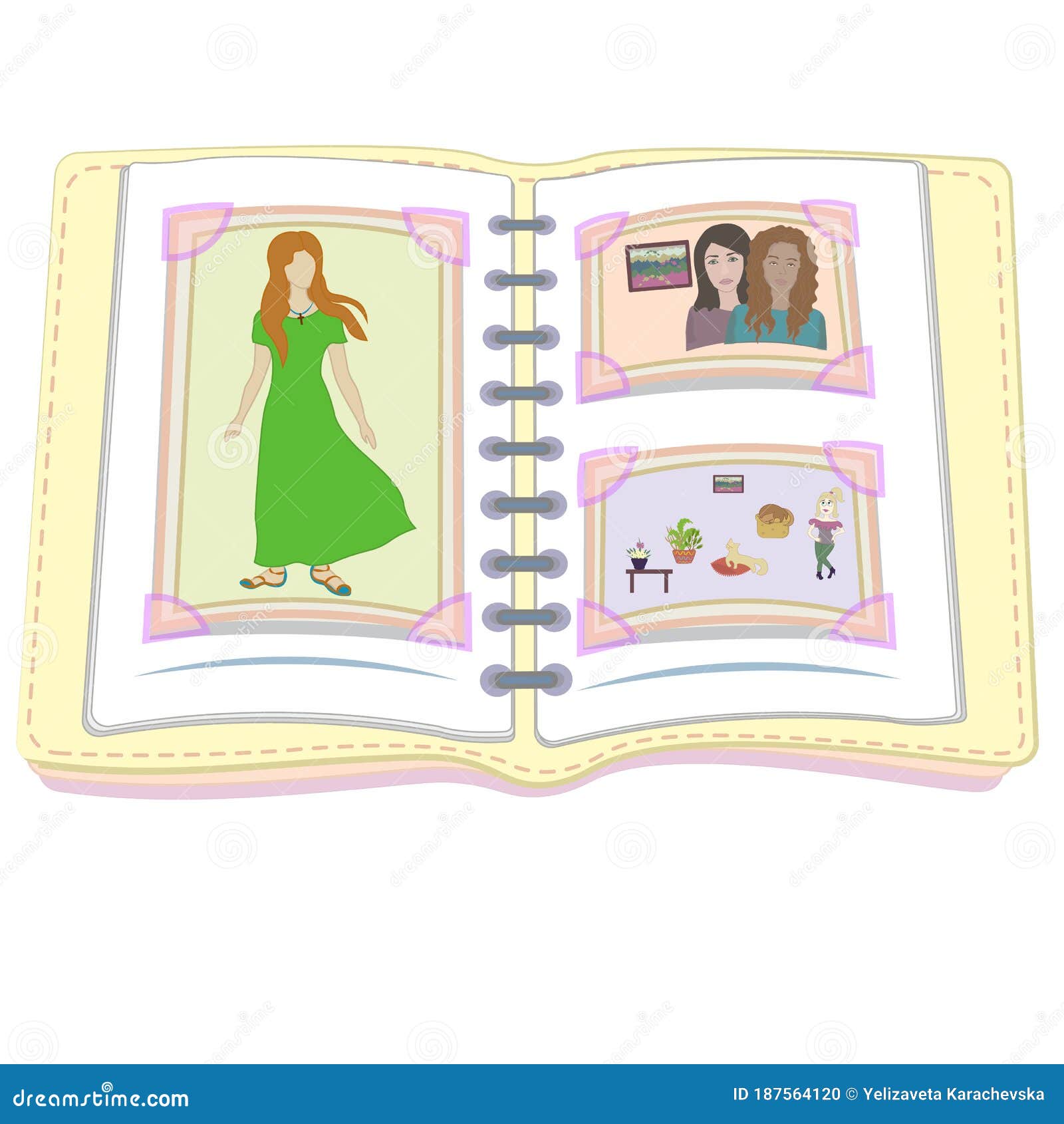 Aged Open Photo Album with Photo Pages Stock Illustration ...
