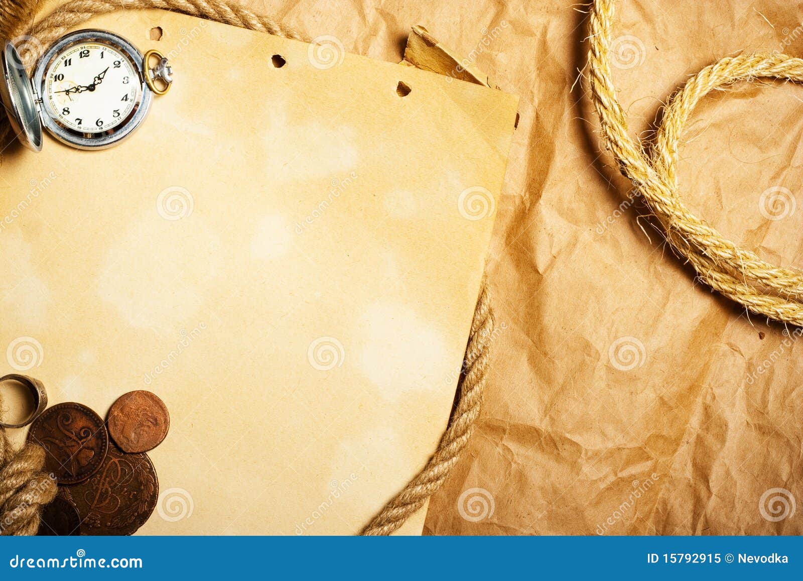Aged Paper with Antique Watch Stock Image - Image of rope, canvas: 15792915