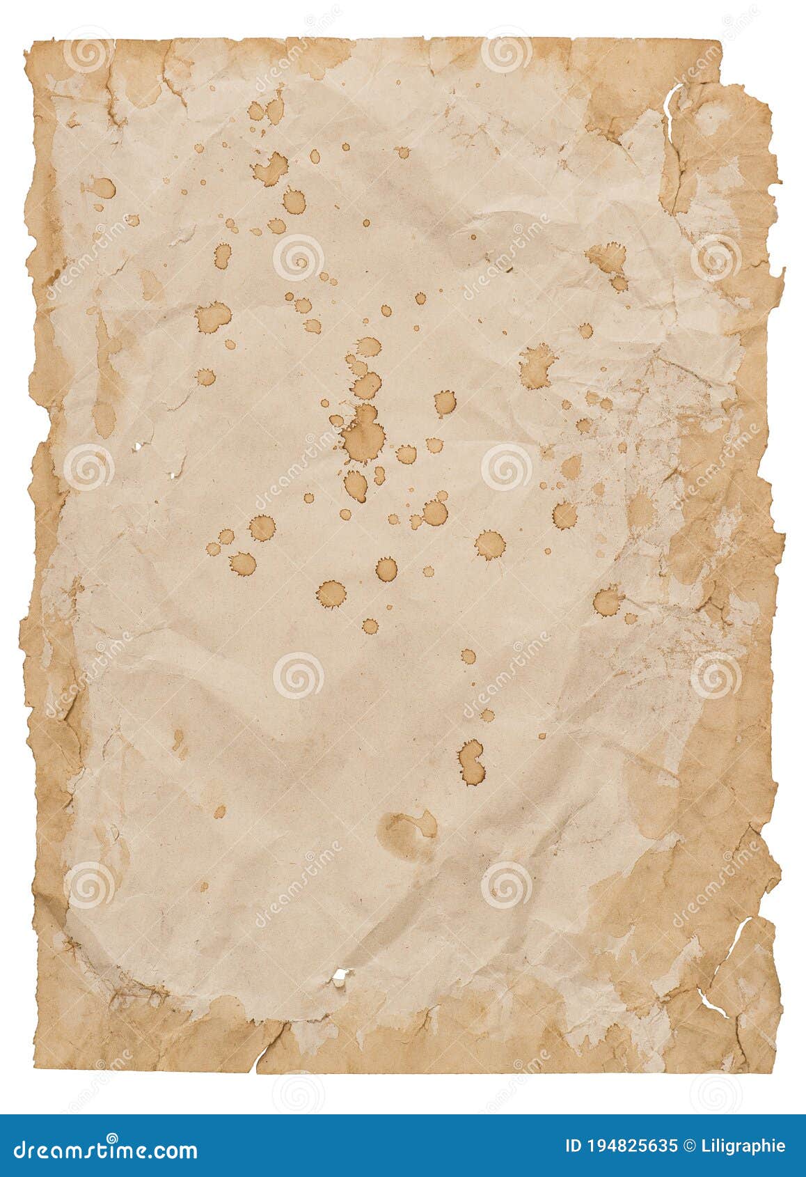 Aged Paper Torn Edges Isolated White Background Stock Image - Image of ...