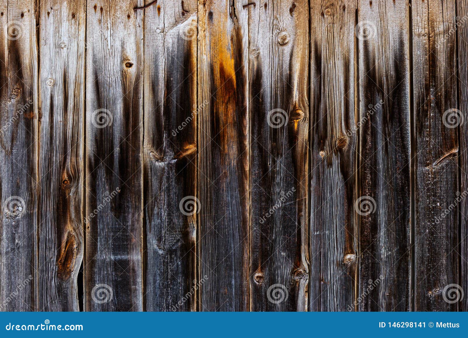Aged Plank Fence with Footprint of Fire Stock Image - Image of marked ...