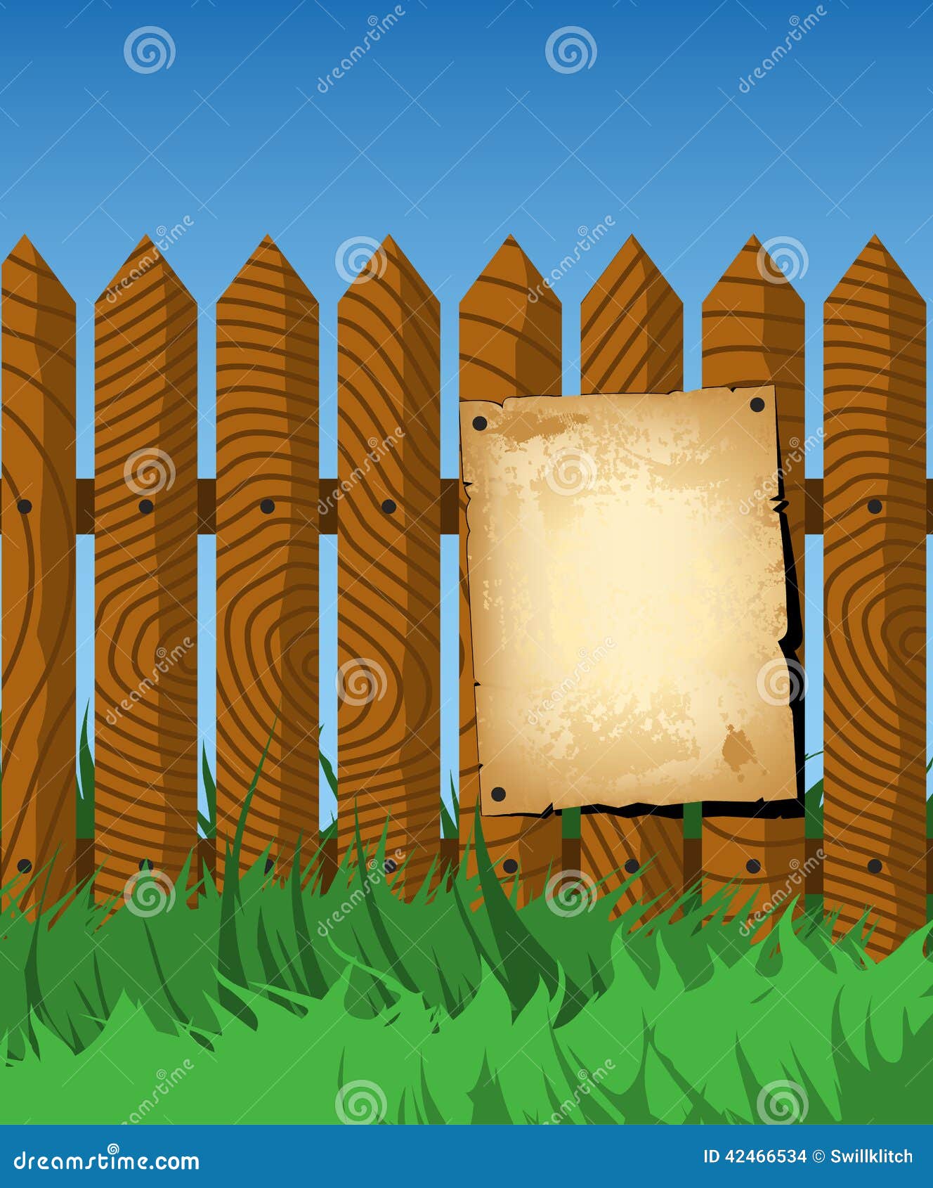 Aged poster on the fence stock vector. Illustration of sign - 42466534
