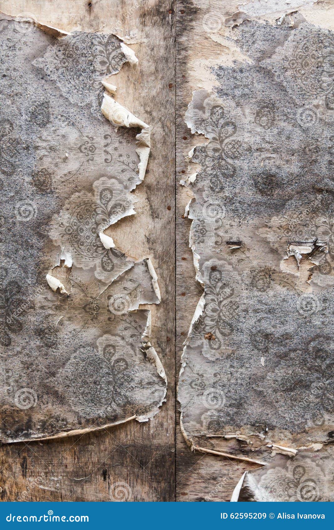 Aged Room Wall Background with Torn Vintage Wallpaper. Stock Image ...