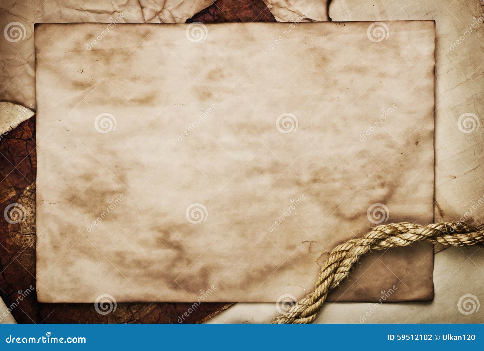 Aged Rope on the Old Paper Background Stock Photo - Image of scroll ...
