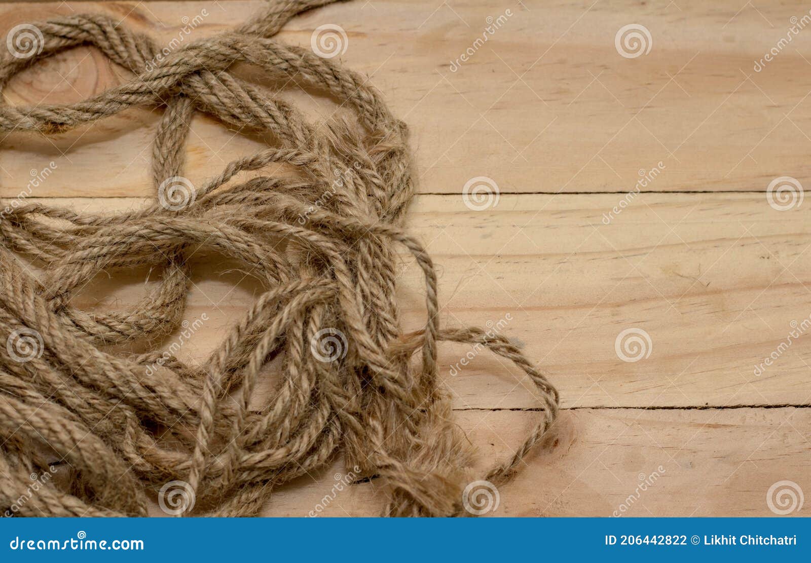 Aged Rope on the Old Wooden Pattern Background Stock Photo - Image of ...