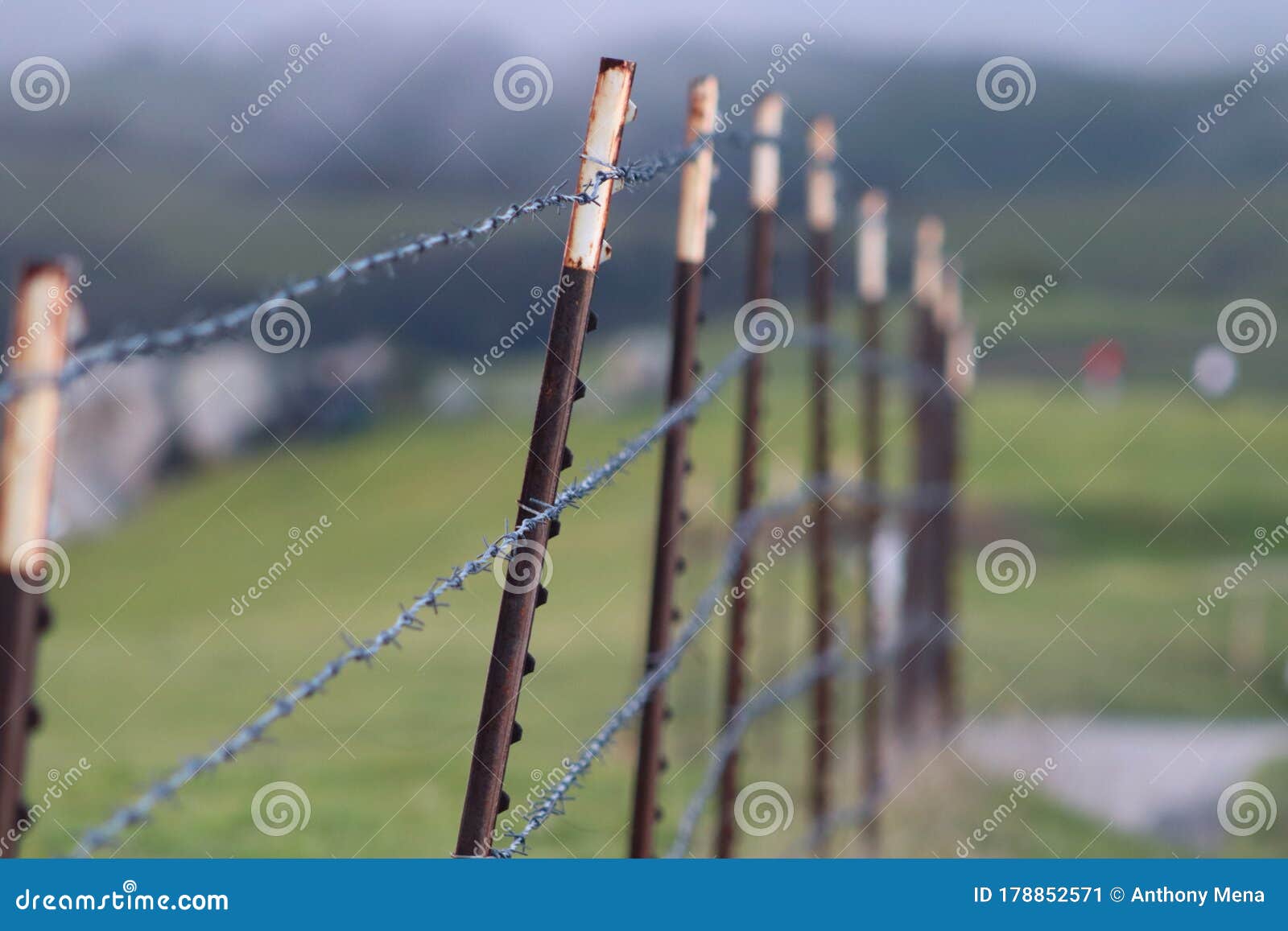 Aged Rustic Barbed Wire Fence Stock Image - Image of private ...