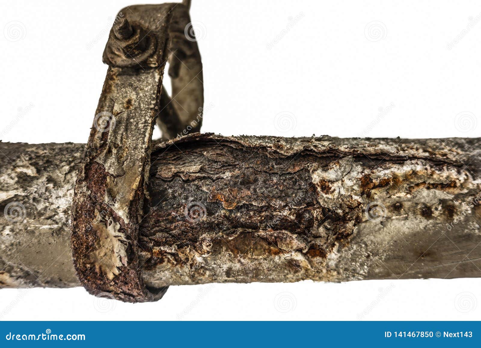 An Aged Rusty Pipe Line with Hanging Support Stock Photo - Image of ...