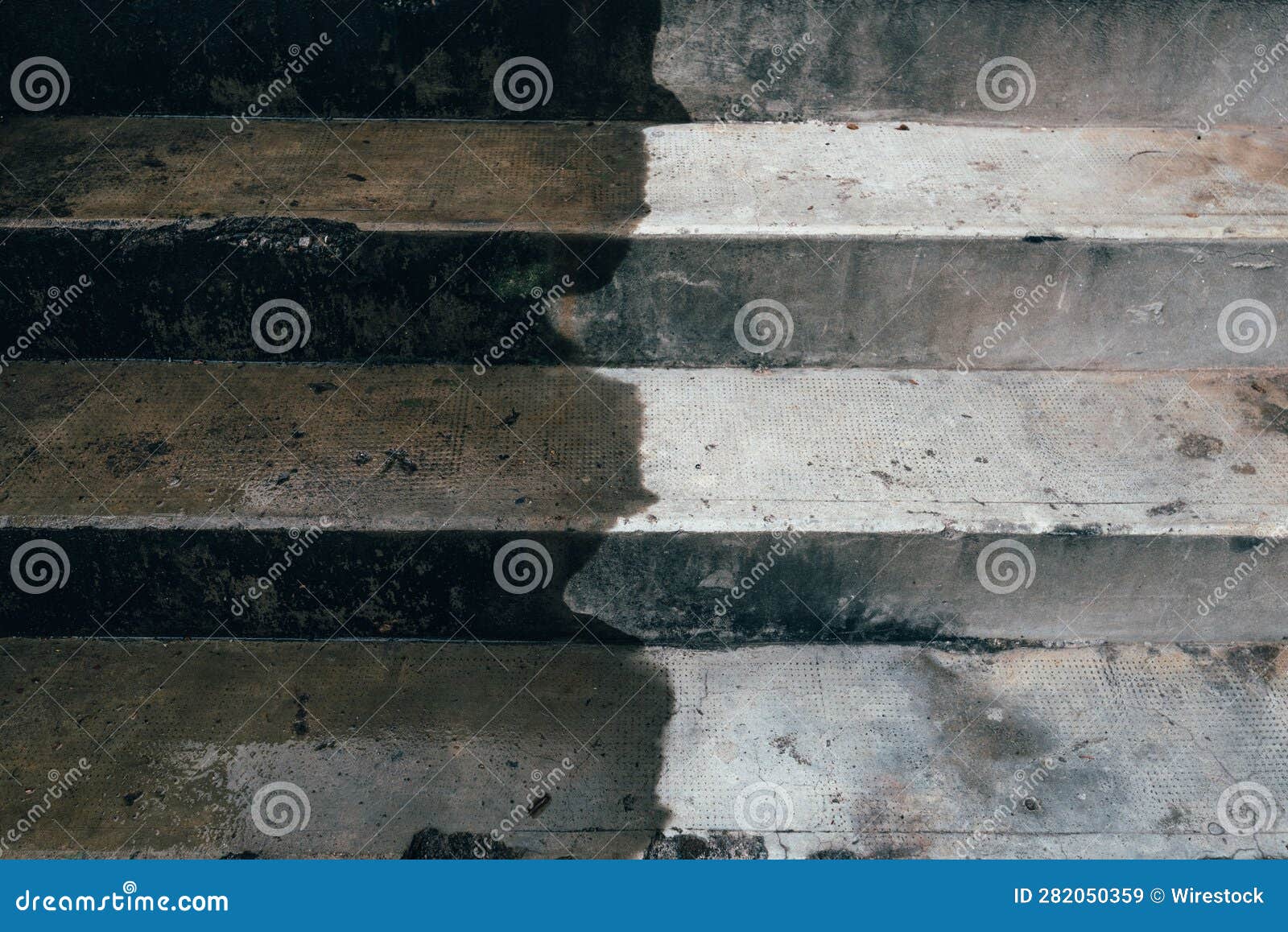 Aged Staircase, Featuring a Cement Base, As it Ascends into the ...