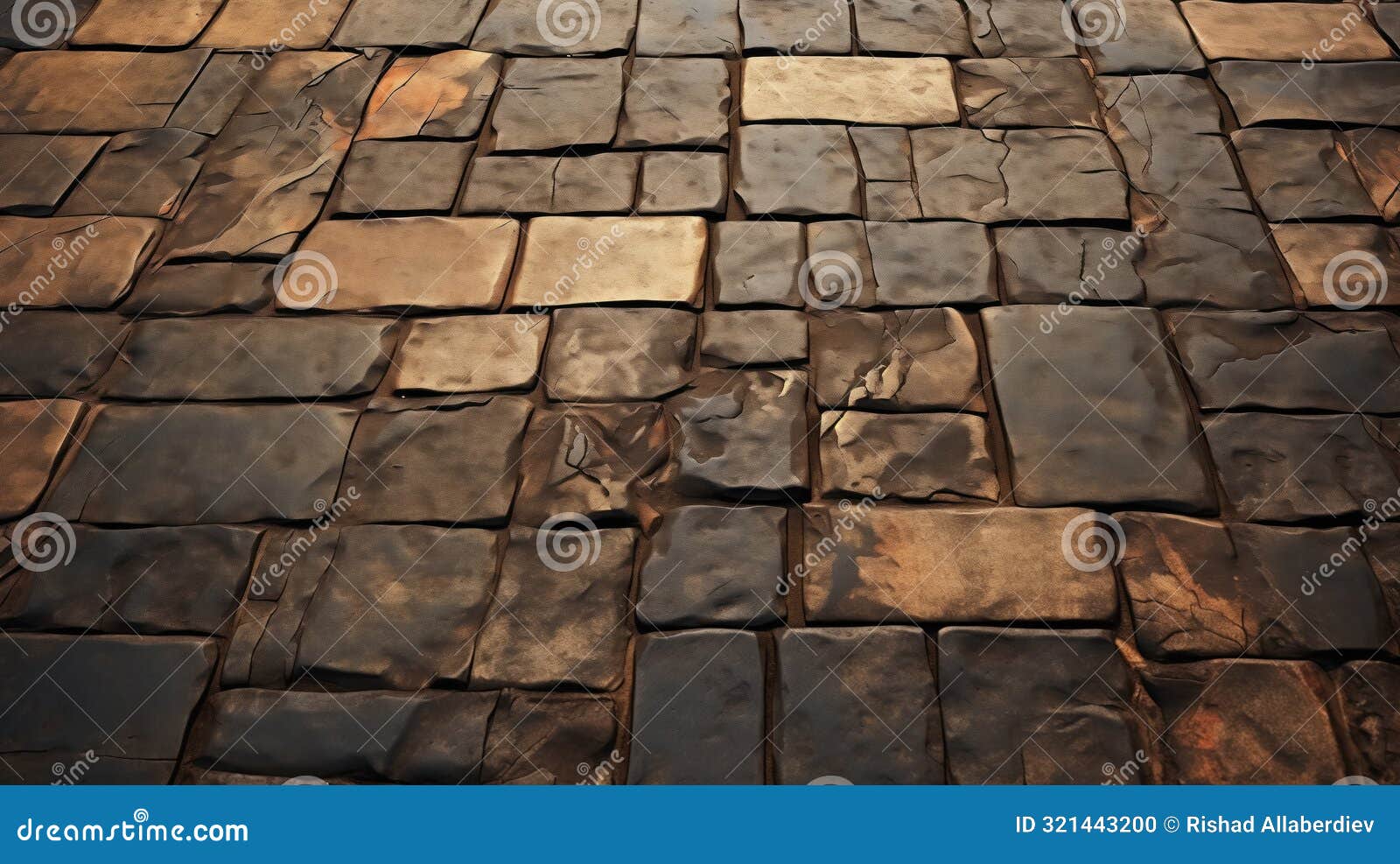 Aged Stone Pavement with Warm Lighting Stock Illustration ...