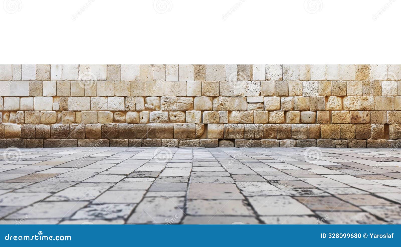 Aged Stone Wall and Cobblestone Floor Texture Background in Ancient ...