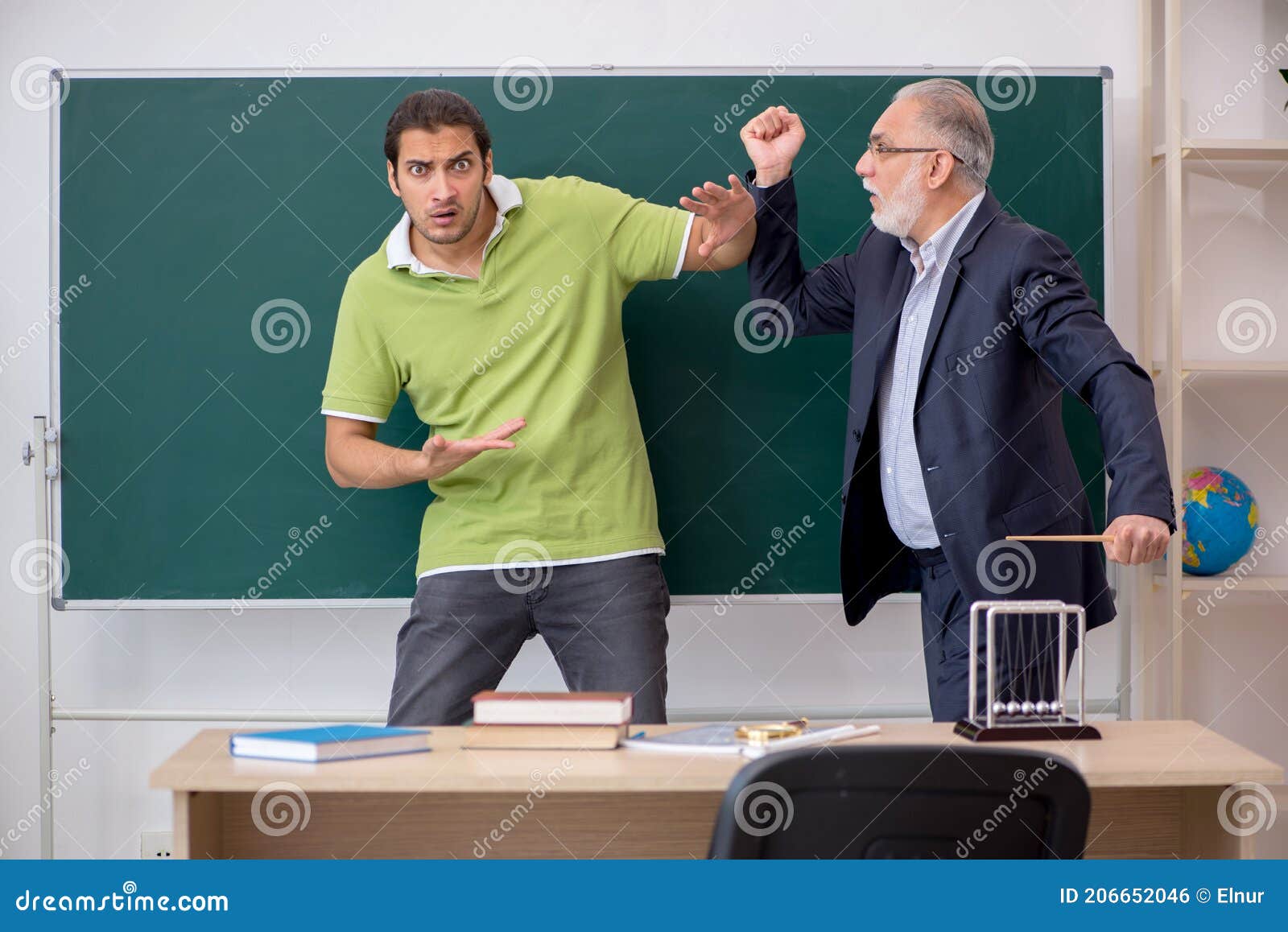 Aged Teacher and Male Lazy Student in the Classroom Stock Photo - Image ...