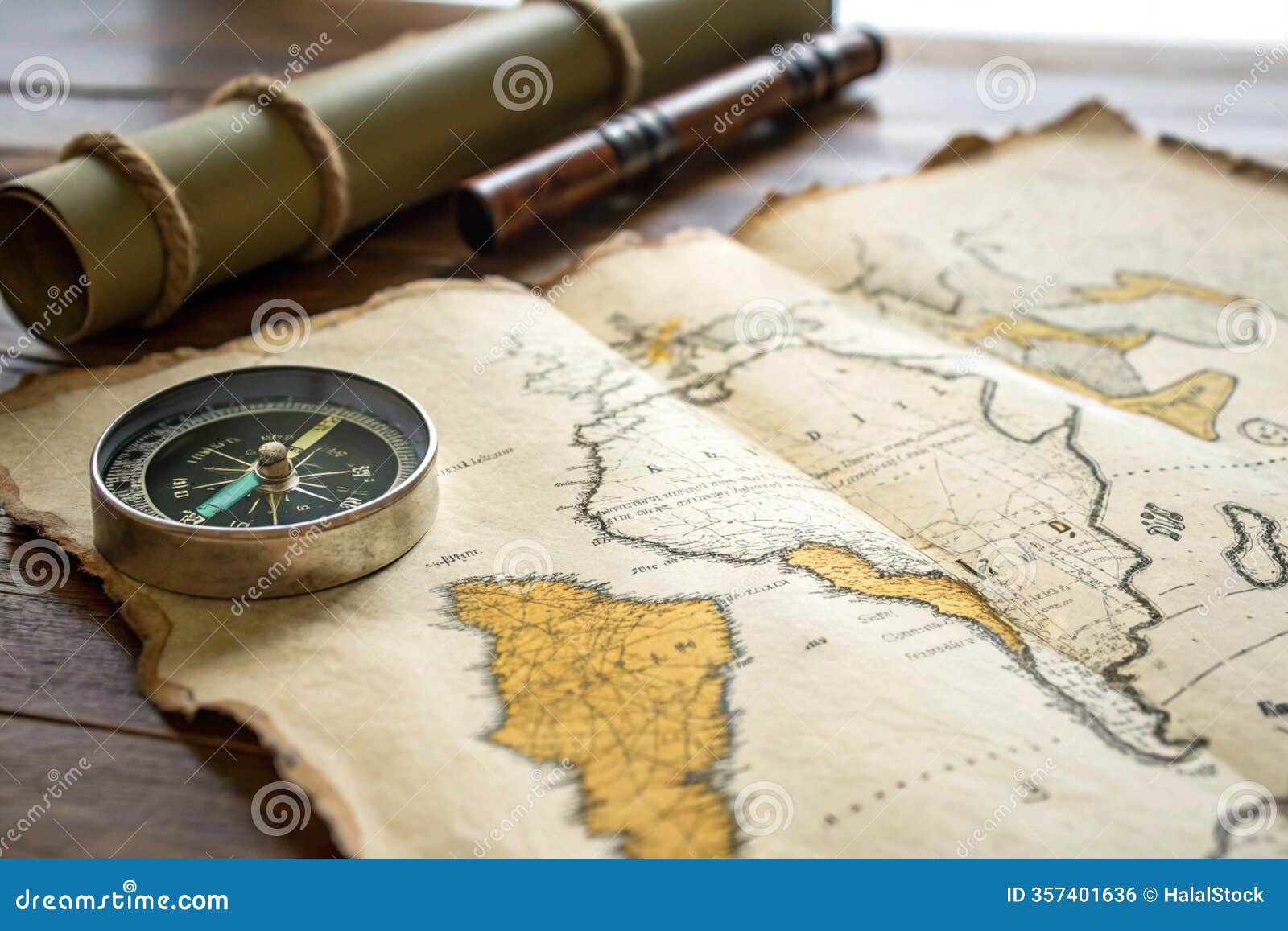Aged Treasure Map With Compass Background Stock Image | CartoonDealer ...