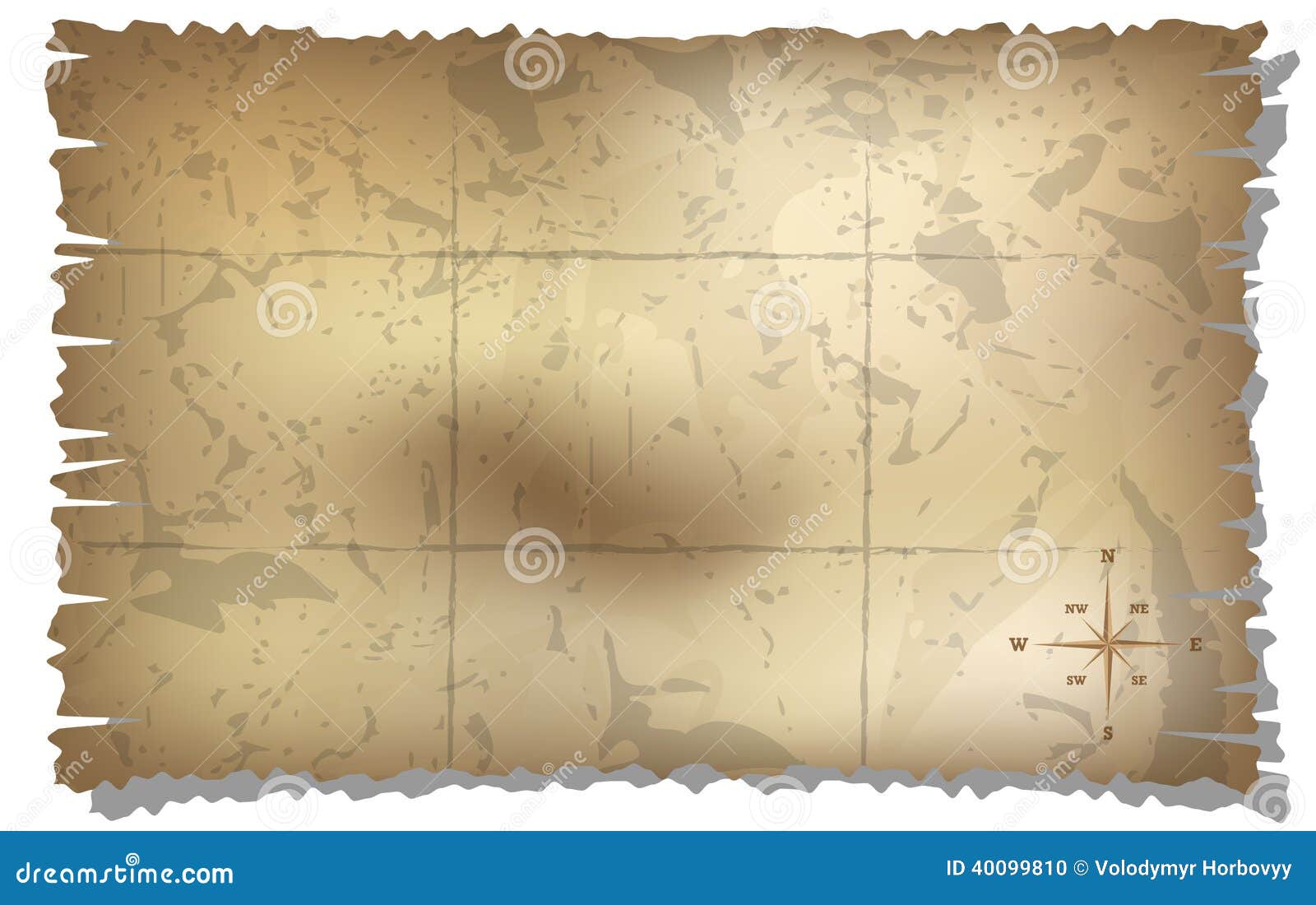Aged Treasure Map With Compass Background Vector Illustration ...