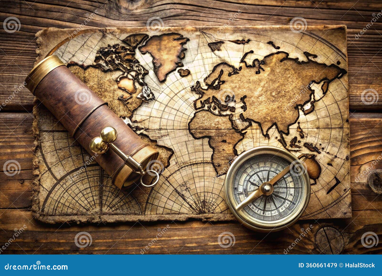 Aged Treasure Map With Compass Background Stock Image | CartoonDealer ...