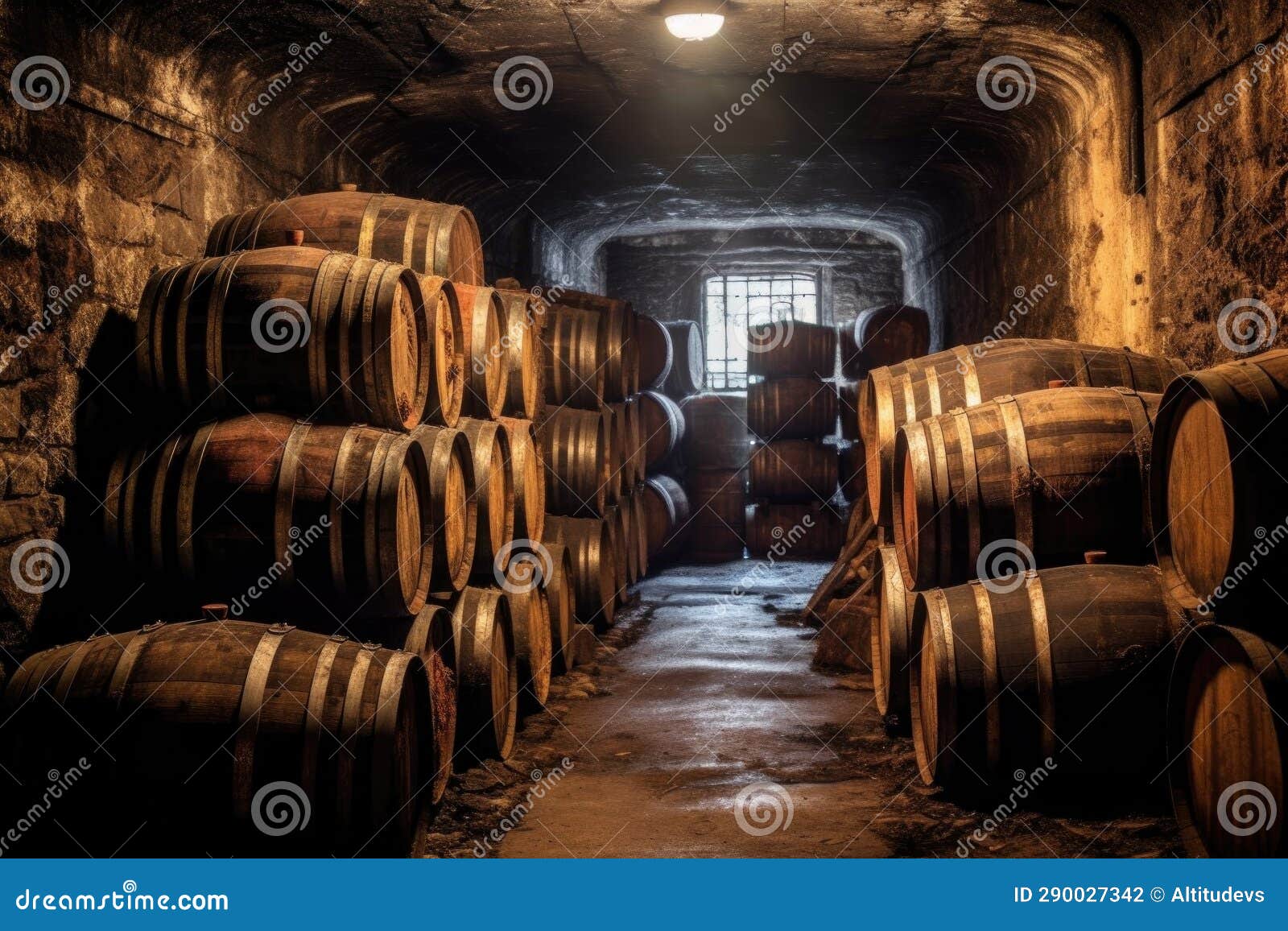 Aged Whisky Barrels Stacked in Dark Cellar Stock Photo - Image of aged ...