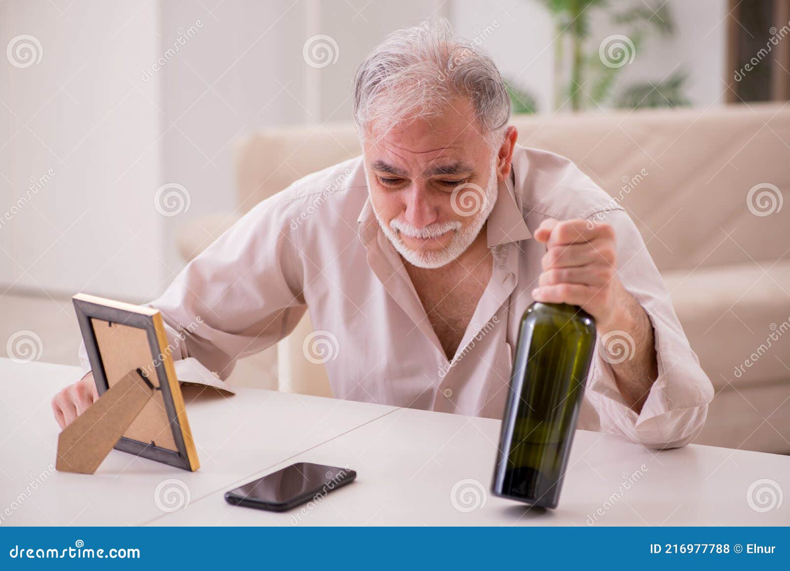 Old Widower Drinking Alcohol at Home Stock Photo - Image of alcoholism ...