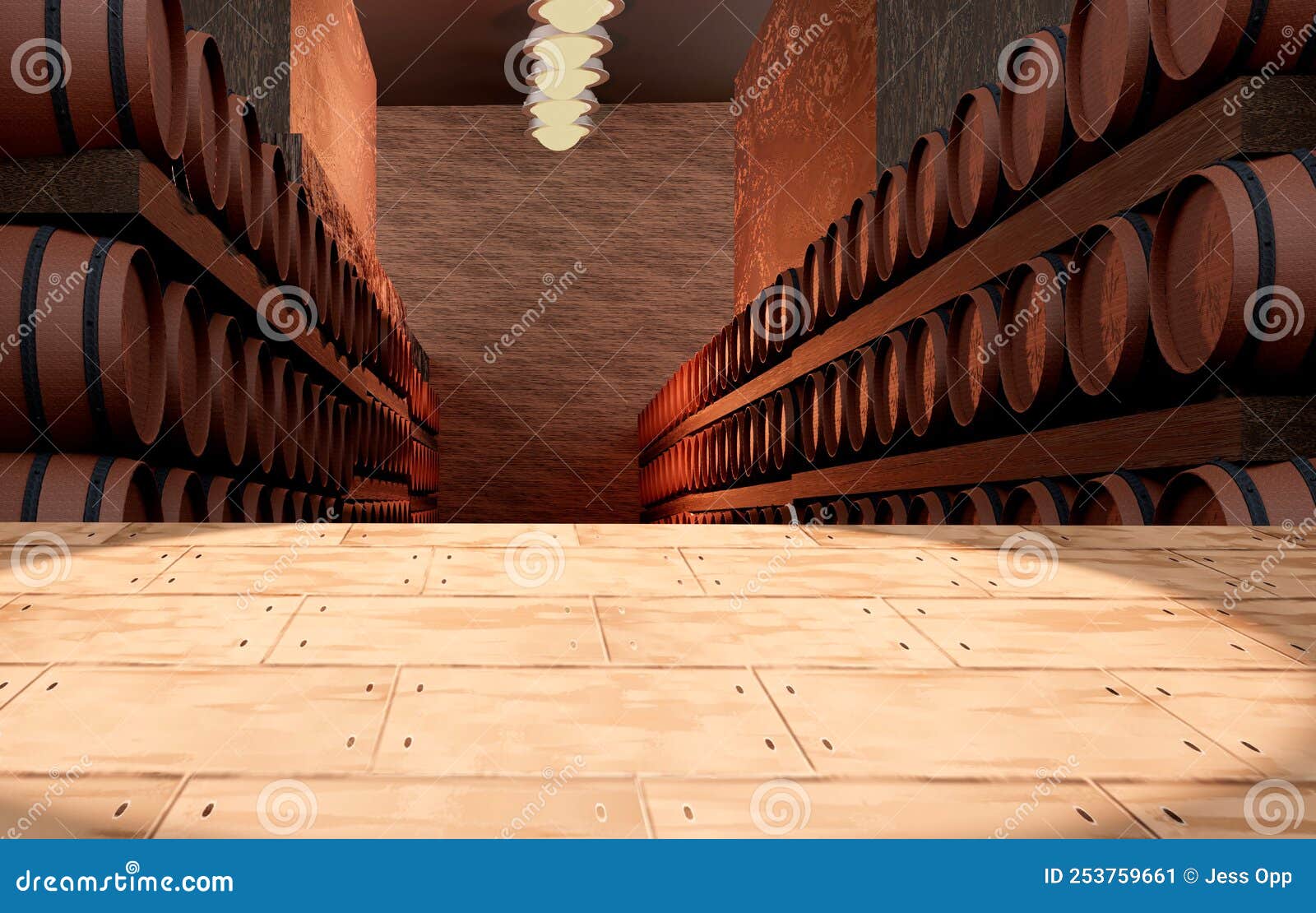 Aged Wine Barrel Cellar with Copy Space. Wine Storage and Fermentation ...