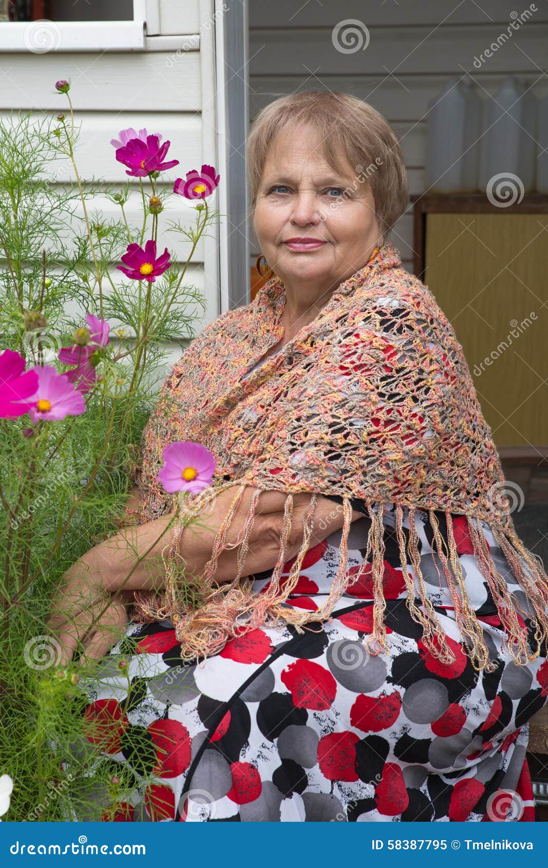 Aged Woman Wearing Shawl Outdoors Stock Image - Image of elegance, calm ...