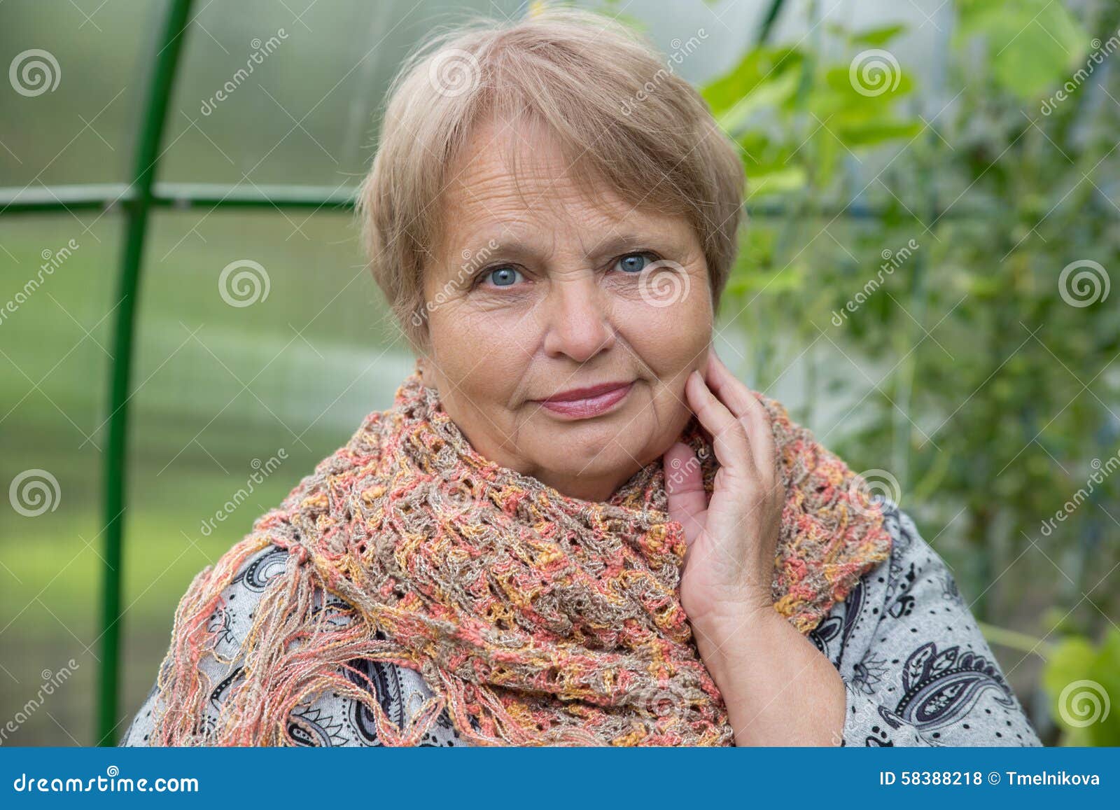 Aged Woman Wearing Shawl Outdoors Stock Photo - Image of pretty ...