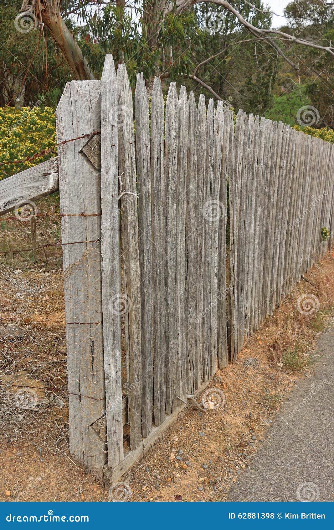 An Aged Wooden Paling Fence Stock Photo - Image of fence, property ...