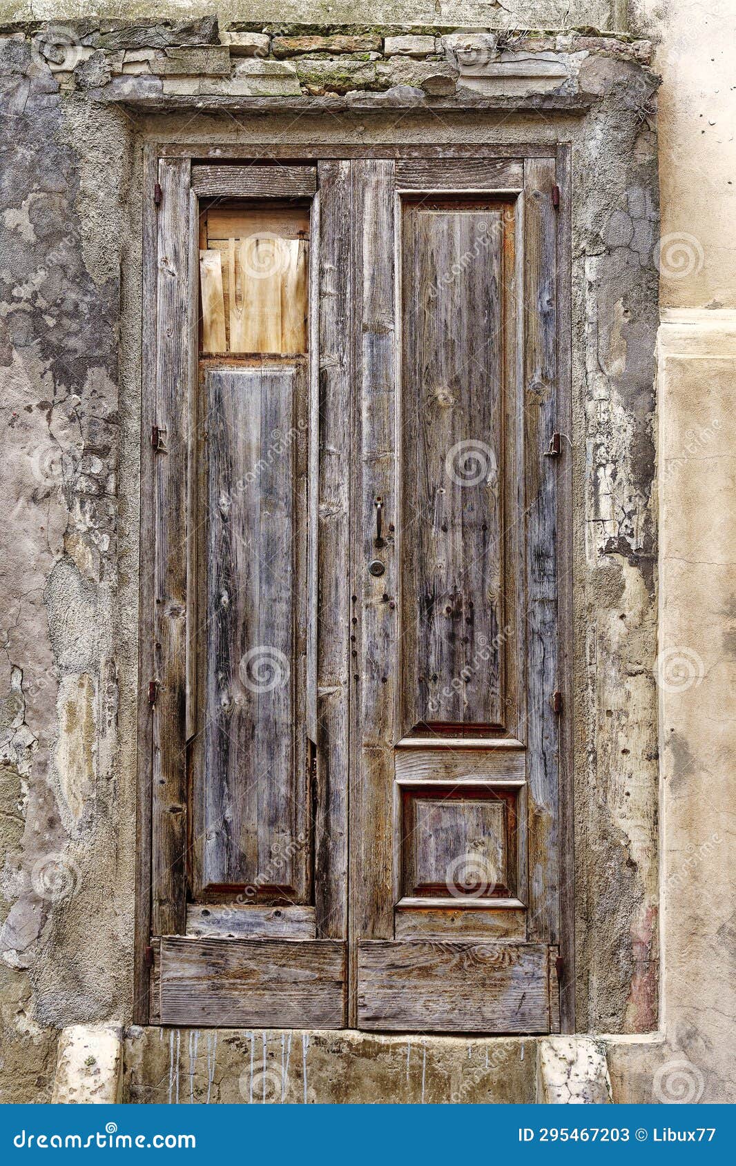 Aged, Worn and Damaged Wooden Door Stock Image - Image of antique, open ...