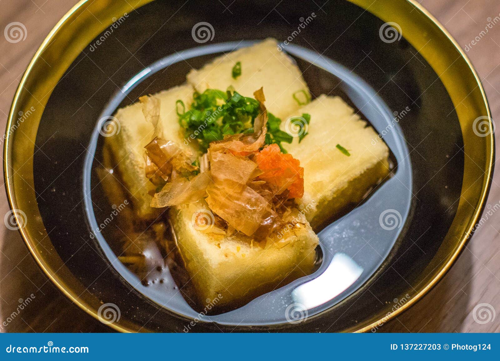 Agedashi Tofu Deep Fried Beancurd with Soya Bonito Sauce Stock Image ...