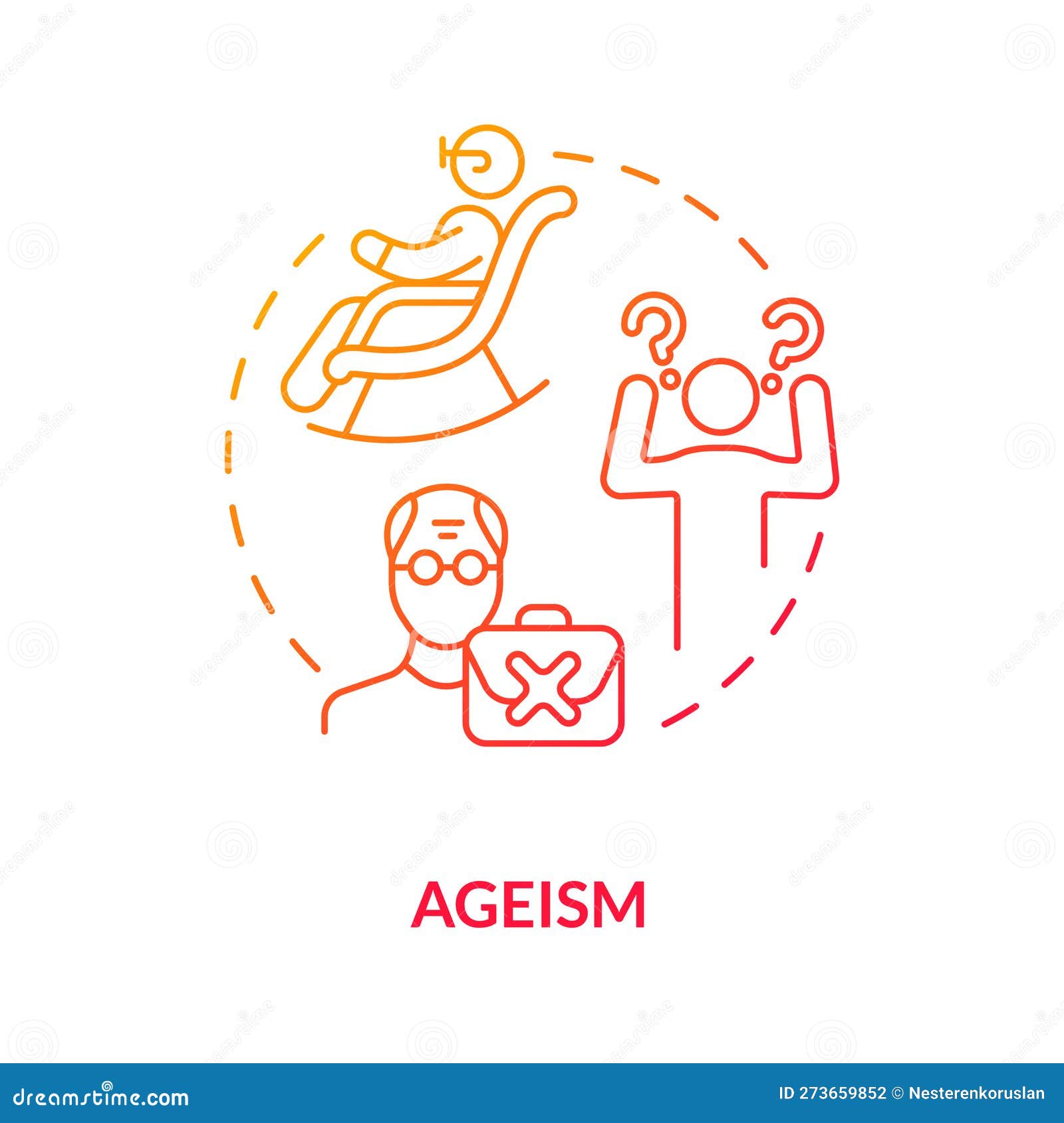 Ageism Red Gradient Concept Icon Stock Vector - Illustration of linear ...