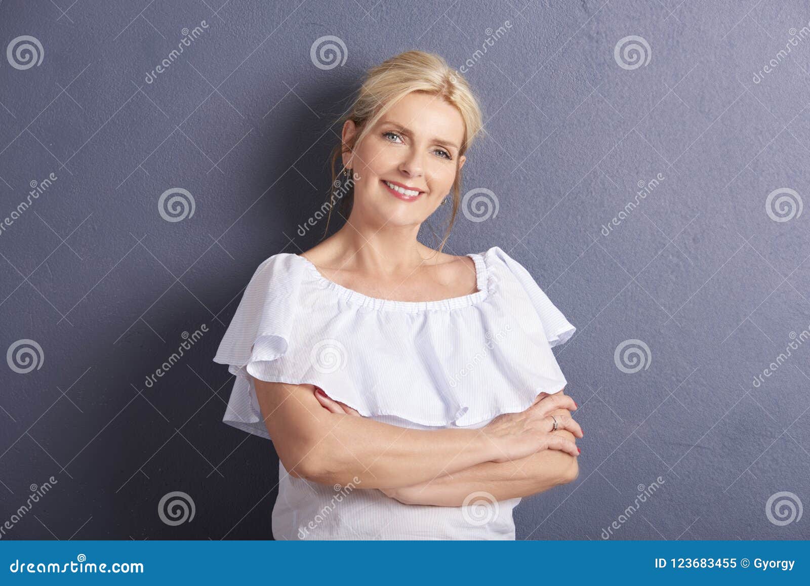 Ageless Beautiful Woman Portrait Stock Image Image Of Arms Smile