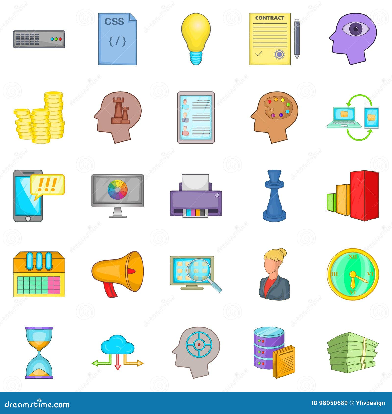 Agency Icons Set, Cartoon Style Stock Vector - Illustration of ...