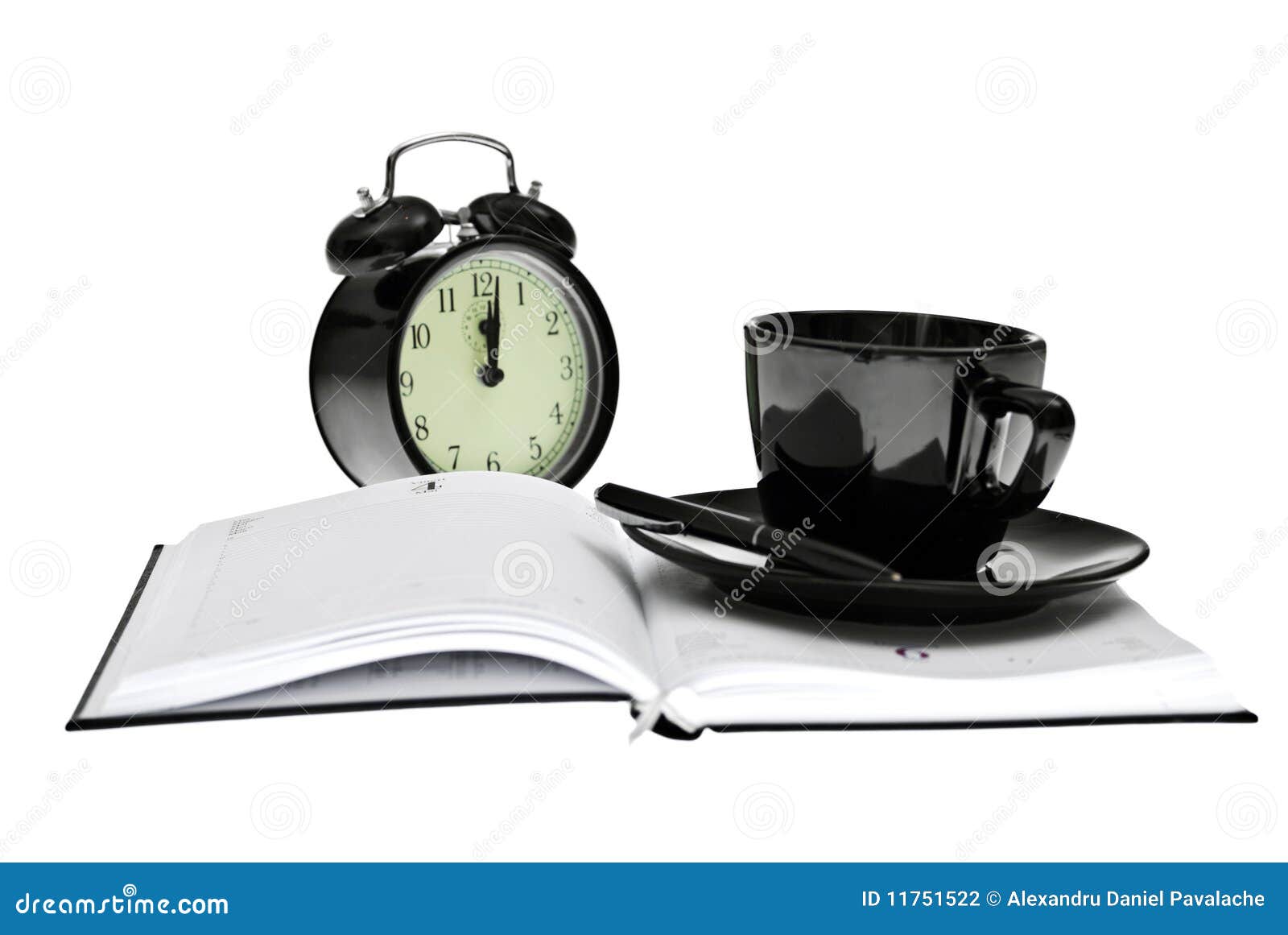 Agenda, Coffee, Clock and Pen, Office Tools Stock Photo - Image of ...