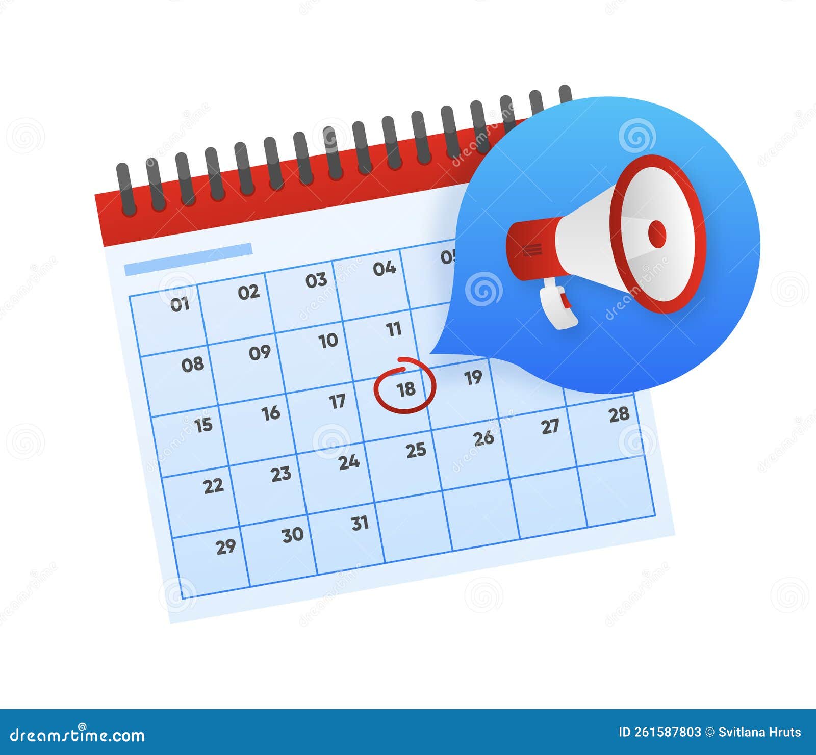 Agenda Concept with Calendar, Bell and Clock. Vector Illustration ...