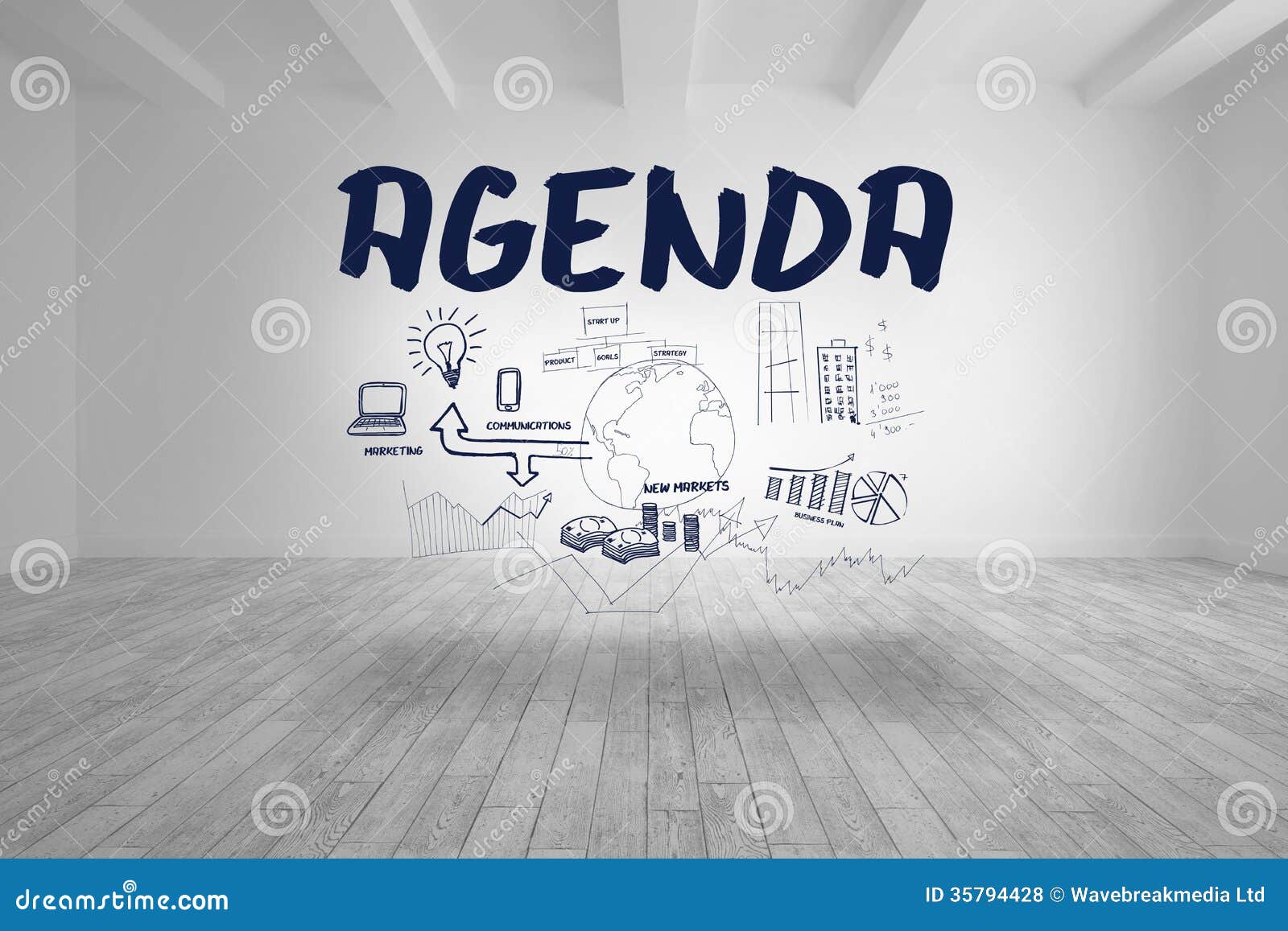 Agenda with Flowchart Written in Bright Room Stock Illustration ...