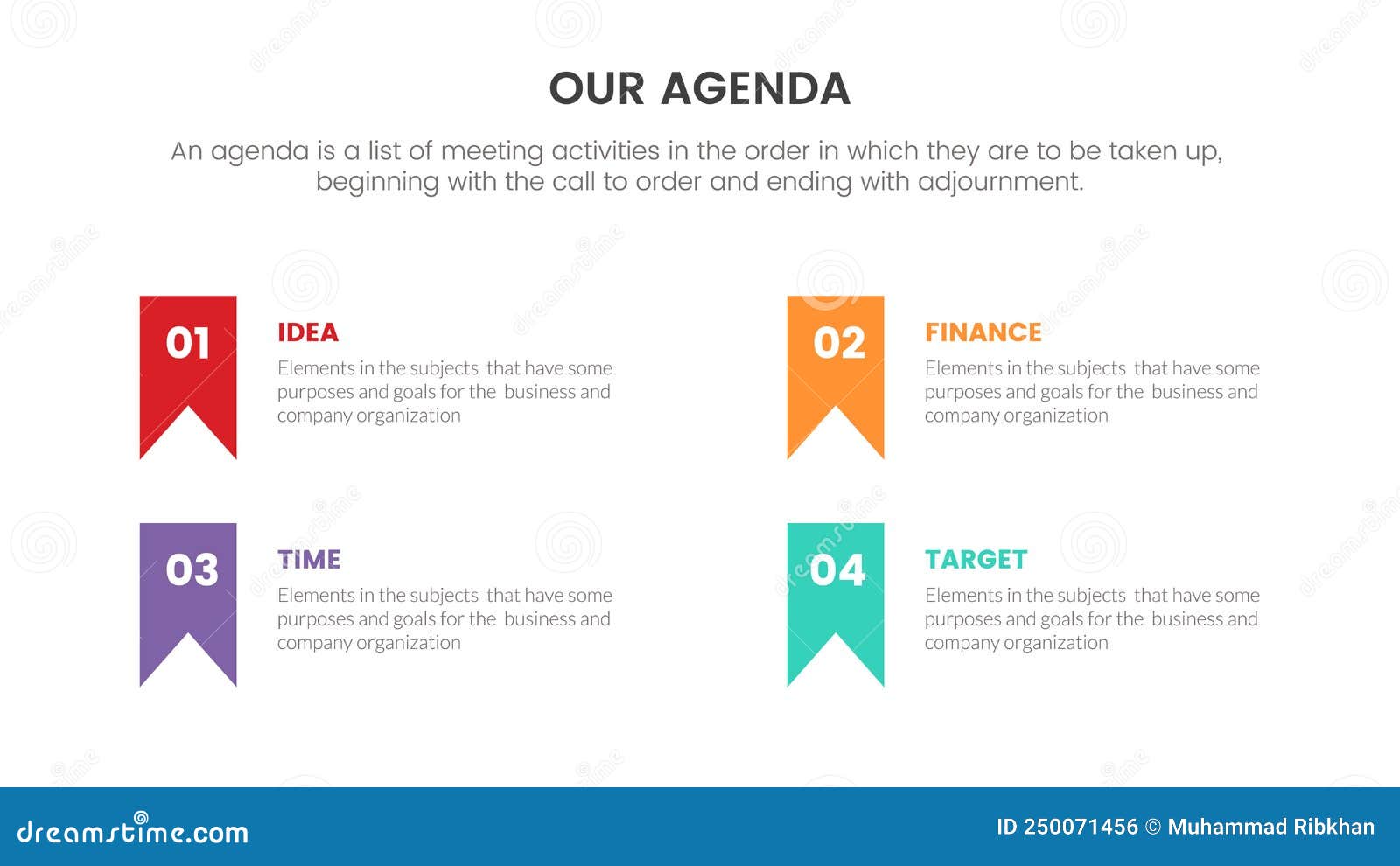 Agenda Infographic Concept for Slide Presentation with 4 Point List and ...