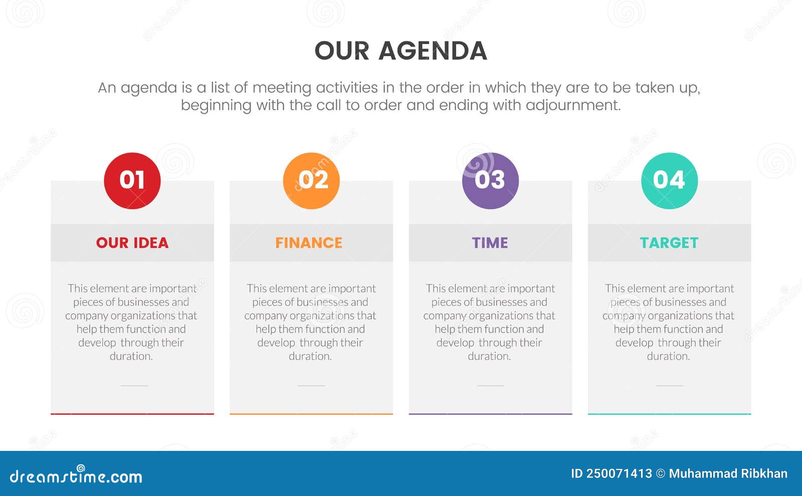 Agenda Infographic Concept for Slide Presentation with 4 Point List and ...