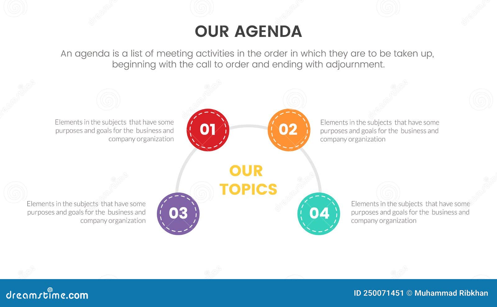 Agenda Infographic Concept for Slide Presentation with 4 Point List and ...