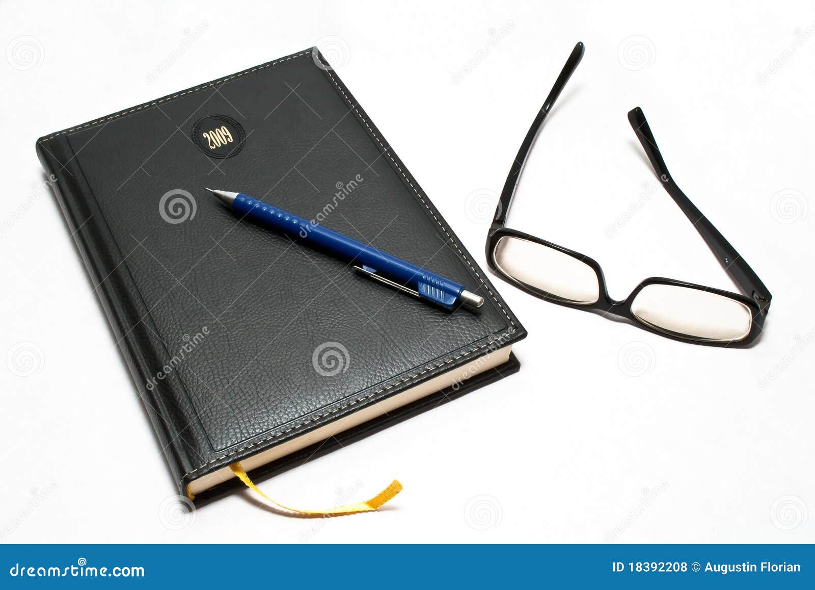 Agenda with Pen and Glasses Stock Photo - Image of business, busy: 18392208