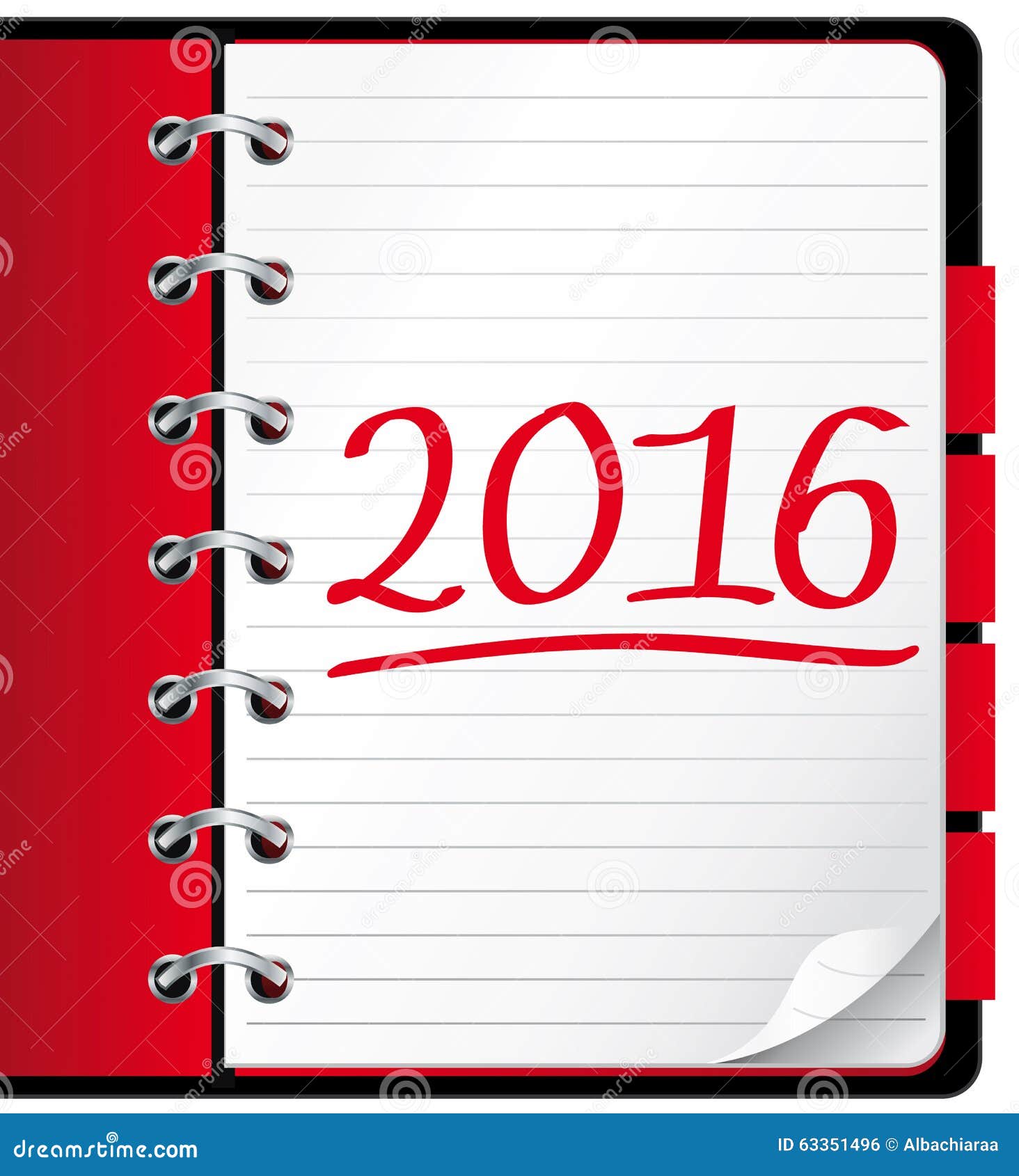 2016 Agenda. Red Office Notebook Stock Vector - Illustration of pencil ...