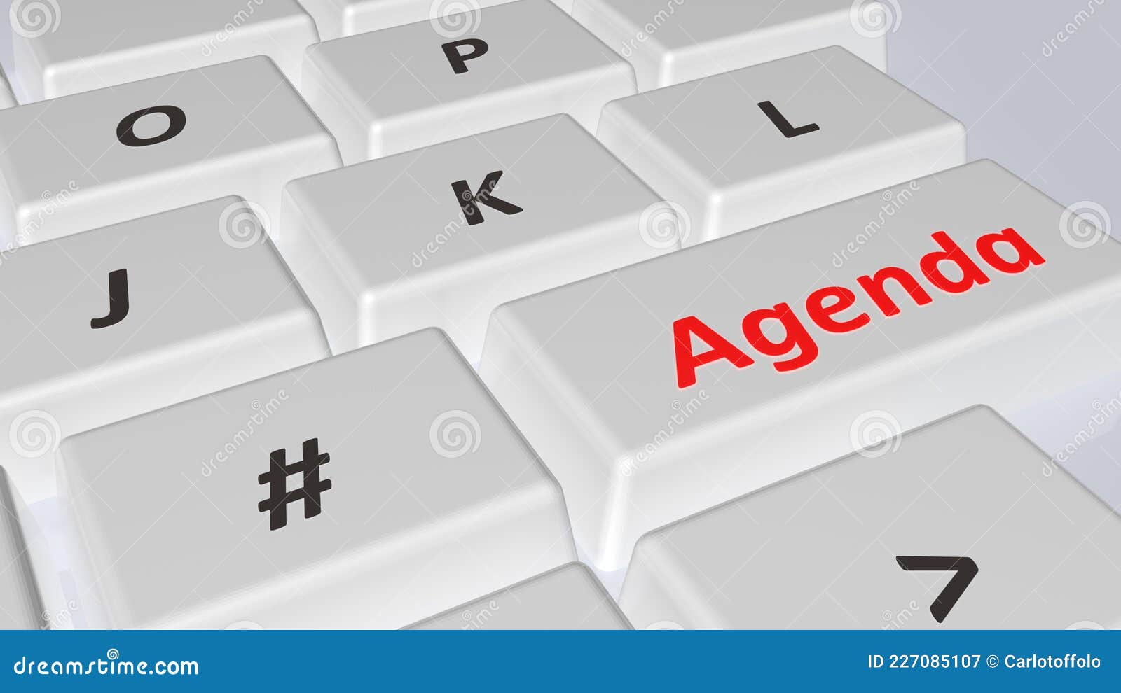 Agenda Red Write on White Computer Keyboard - 3D Rendering Illustration ...