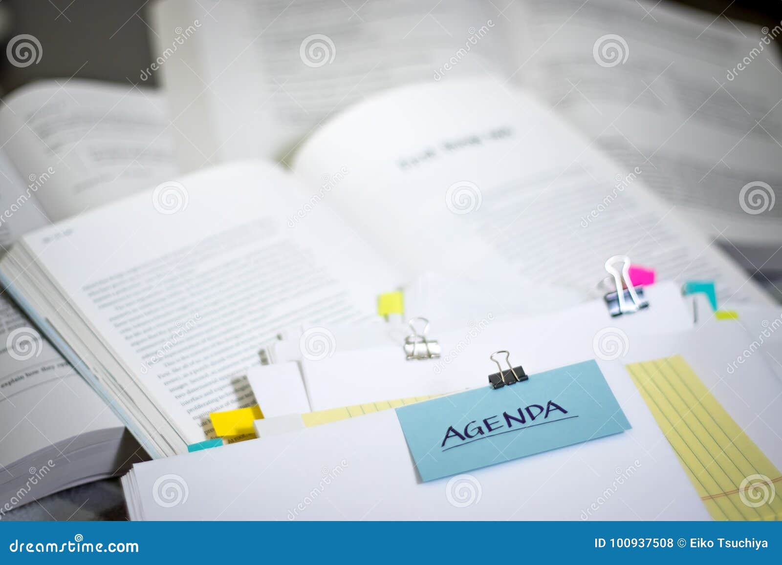 Agenda; Stack of Documents with Large Amount of Reading Material Stock ...