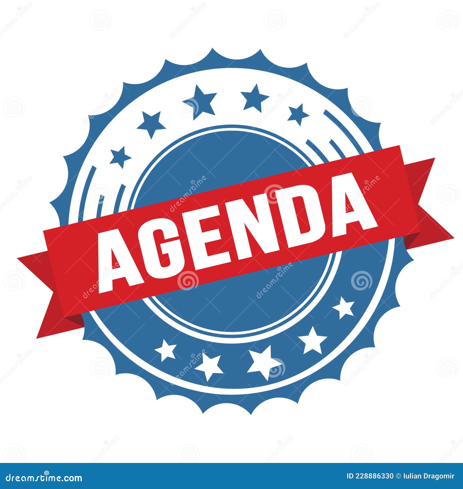 AGENDA Text on Red Blue Ribbon Stamp Stock Illustration - Illustration ...