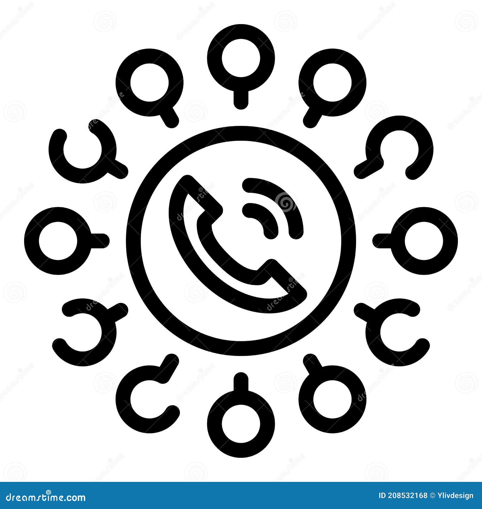 Agent Call Scheme Icon, Outline Style Stock Vector - Illustration of ...