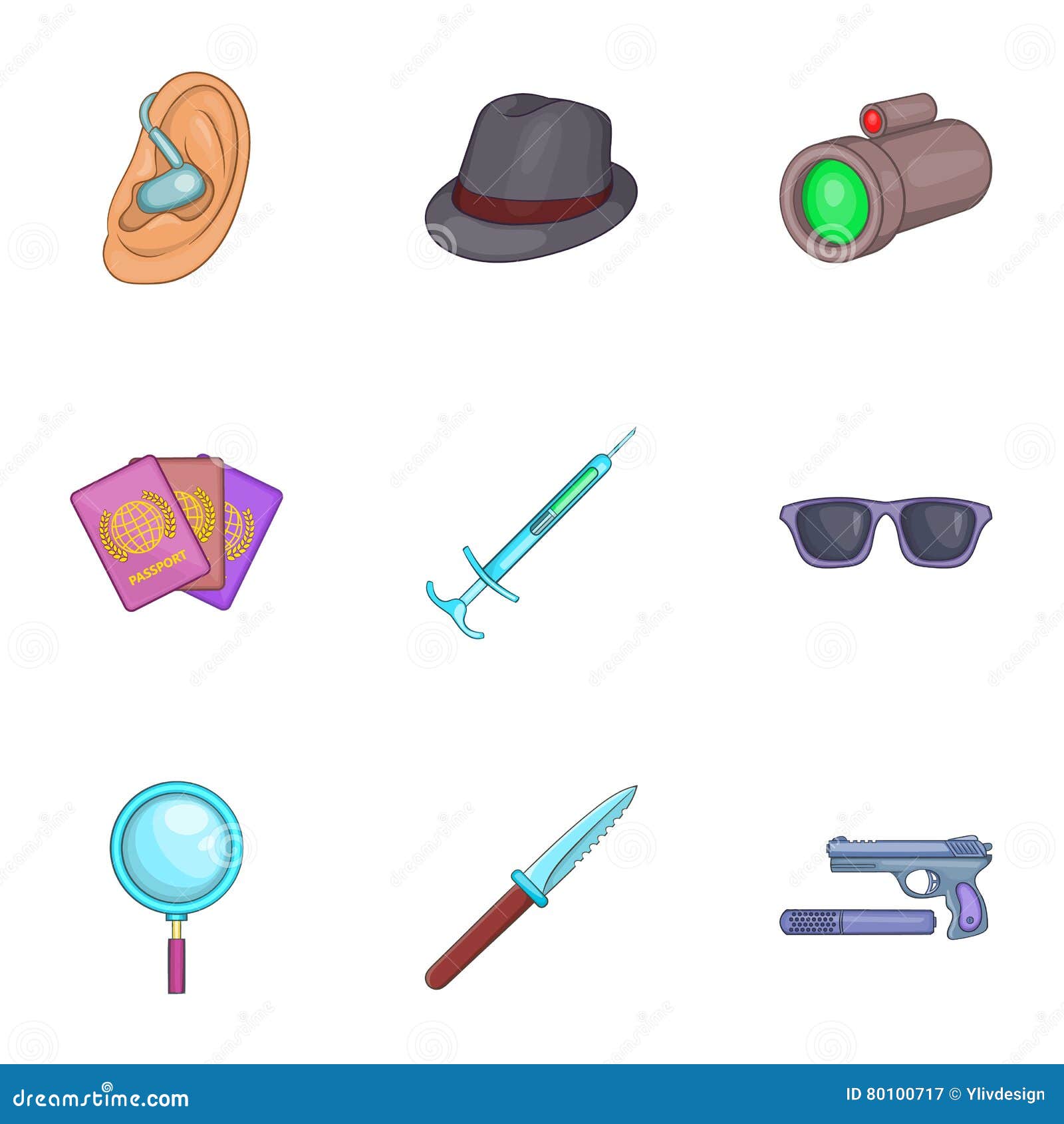 Agent Icons Set, Cartoon Style Stock Vector - Illustration of design ...