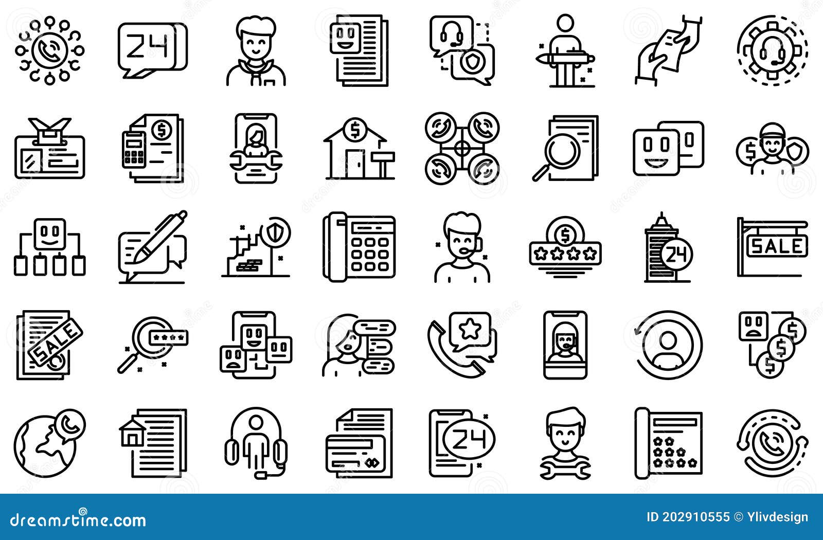 Agent Icons Set, Outline Style Stock Vector - Illustration of superwise ...