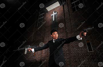 Agent/ Killer Pointing Guns Towards Target Stock Image - Image of ...